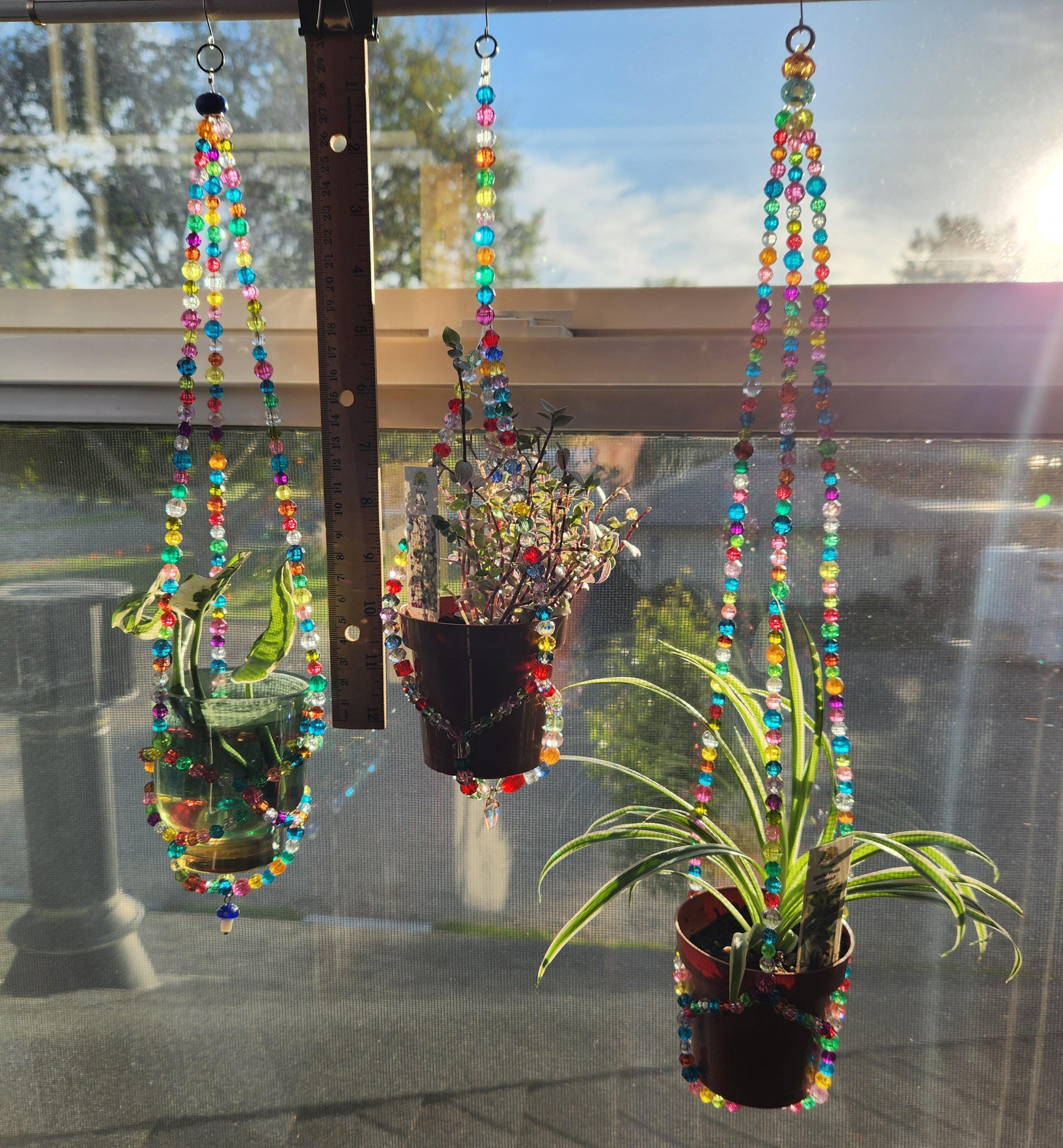 Unique Handmade Bead Plant Hangers for Small Pots and Propagations. - Etsy