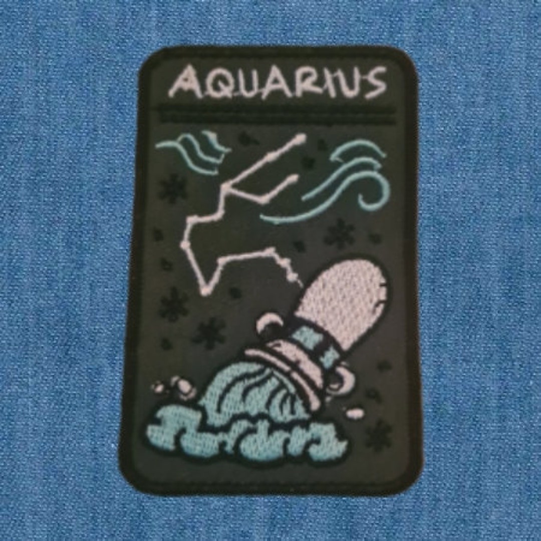 Aquarius Zodiac Star Sign Constellation Embroidered Embroidery Patch Patches Iron on Sew on ...