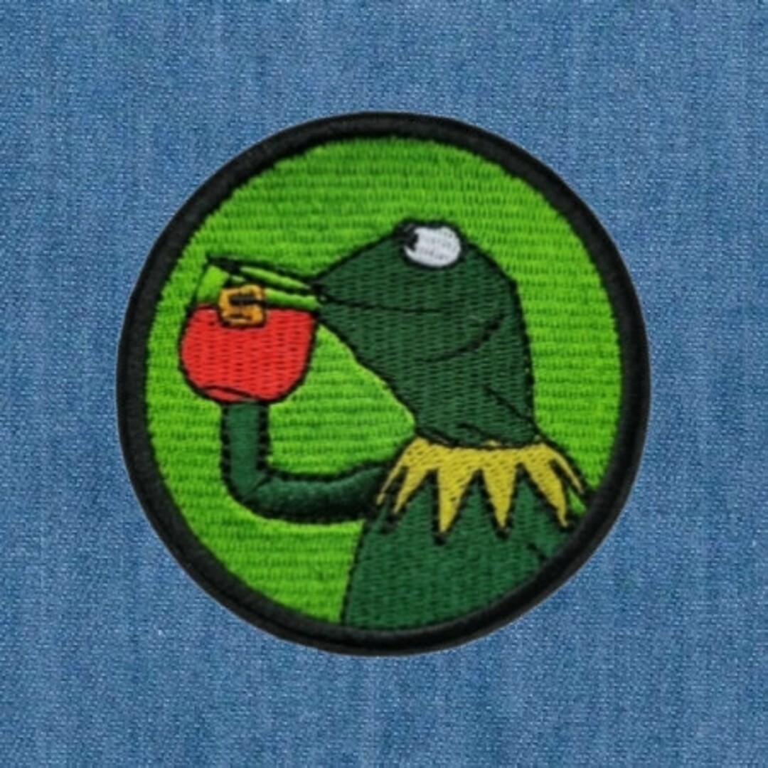 Kermit the Frog Drinking Tea Embroidered Embroidery Patch Patches Iron ...