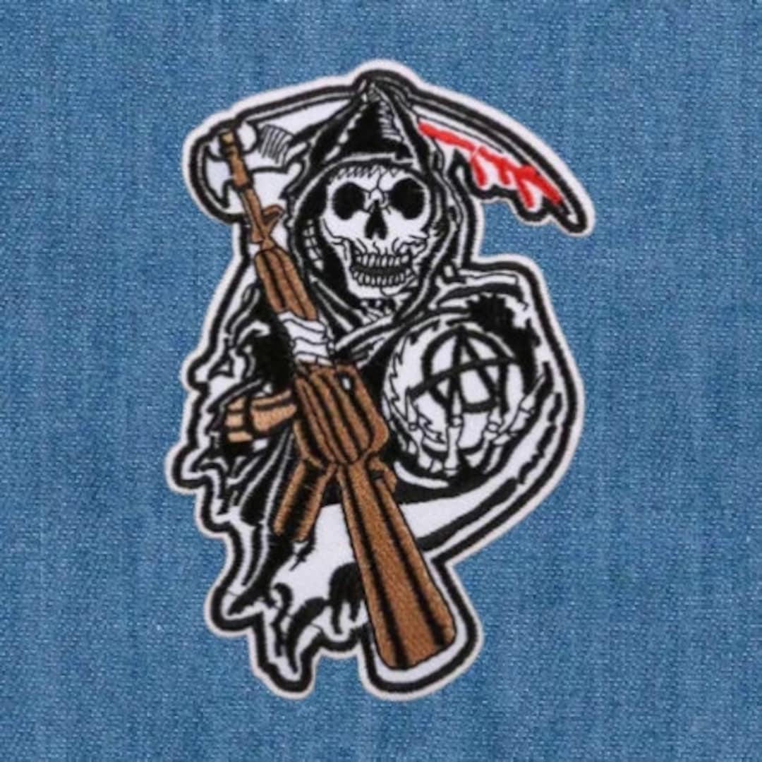 Grim Reaper Gun Embroidered Embroidery Patch Patches Iron on - Etsy