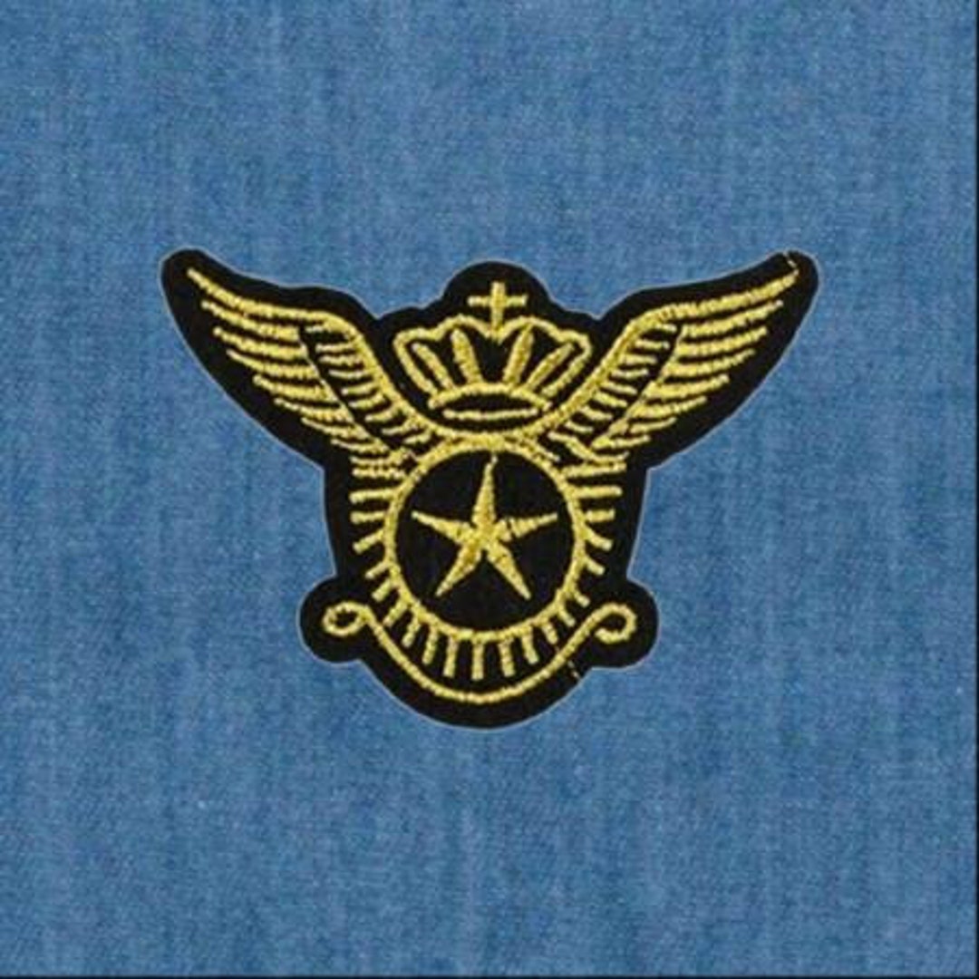 Military Style Gold Wing & Crown Embroidered Embroidery Patch Patches ...