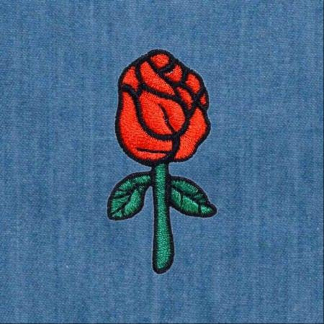 Rose & Stem Embroidered Embroidery Patch Patches Iron on Sew on ...