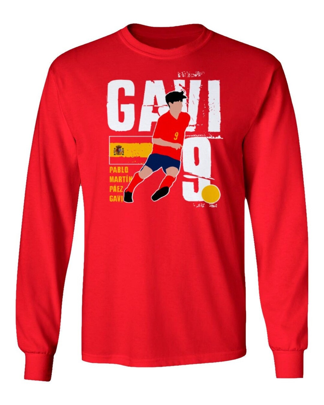 Spain Soccer Europe 2024 Gavi Inspired for Fans Long Sleeve T-shirt - Etsy