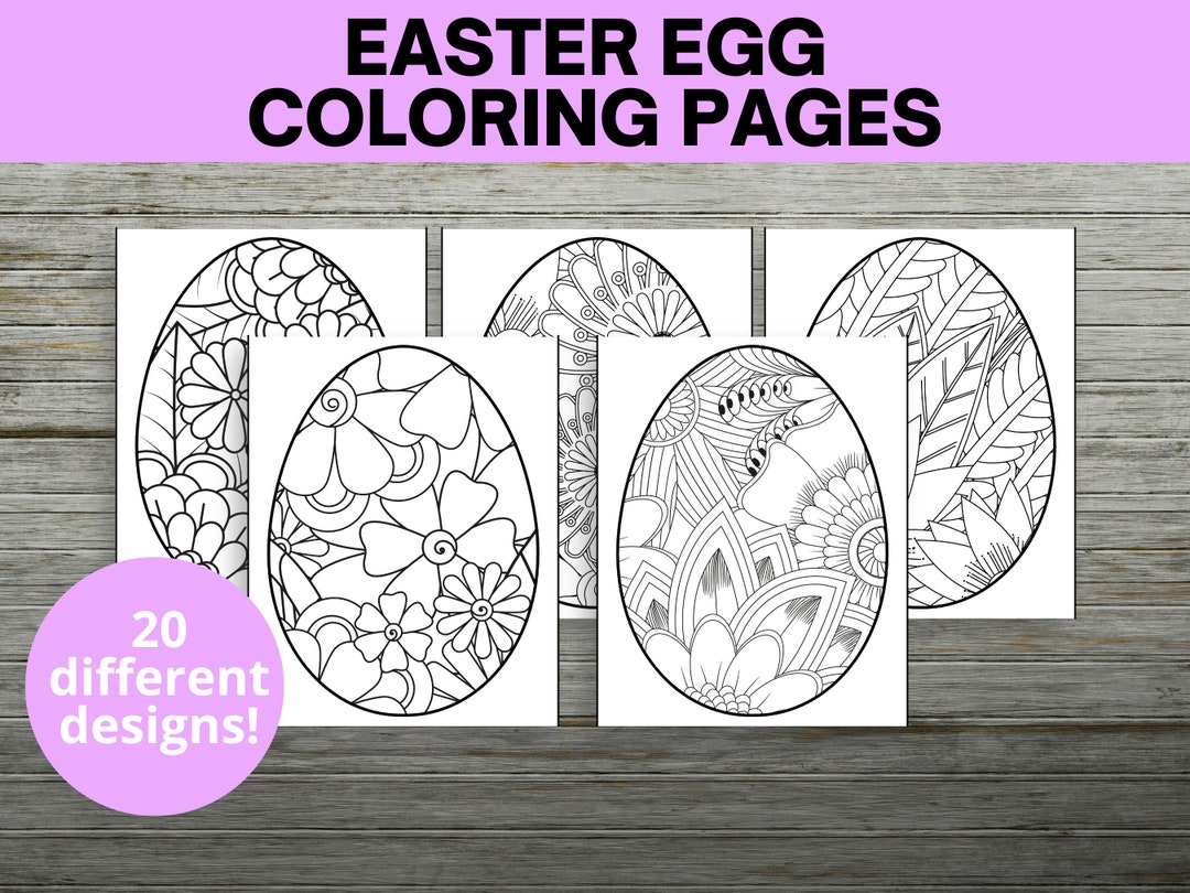 Easter Egg Coloring Pages Spring Floral Design for Kids and Adults - Etsy