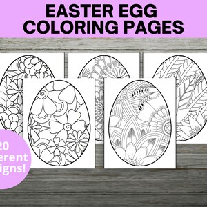 Easter Egg Coloring Pages Spring Floral Design for Kids and Adults - Etsy