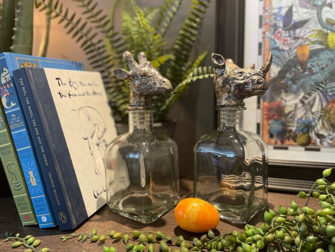 Giraffe and Rhino Stopper Bottles - Etsy UK