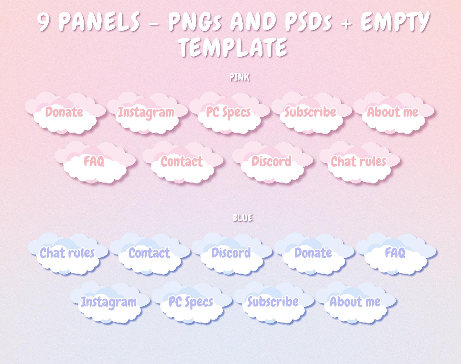 Cloud Streaming Pack OBS Overlays and Scenes | Streamlabs Pink or Blue ...