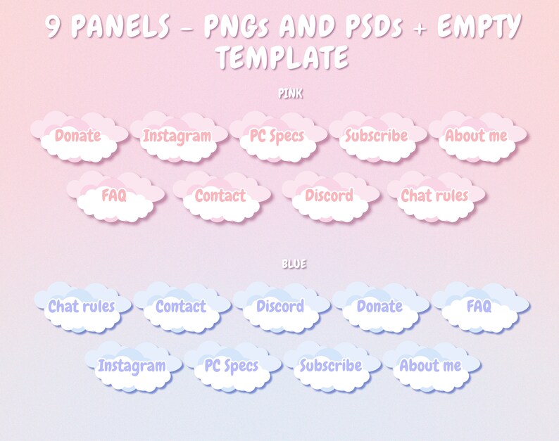 Cloud Streaming Pack OBS Overlays and Scenes | Streamlabs Pink or Blue ...