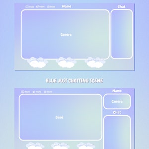 Cloud Streaming Pack OBS Overlays and Scenes | Streamlabs Pink or Blue ...