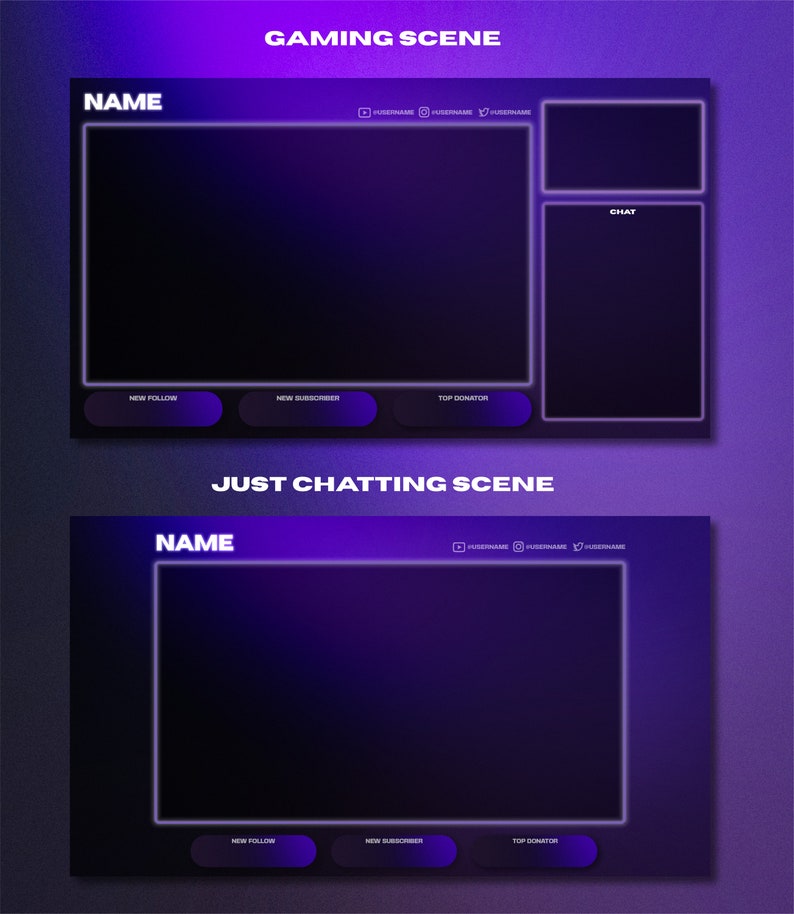 Minimalistic Purple Twitch Overlay | Steaming Pack | Animated Scenes ...