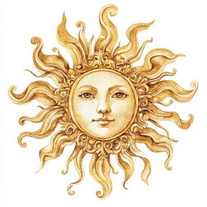 10 Baroque Gold Sun JPEG Clipart, Digital Paper, Watercolor Ephemera ...