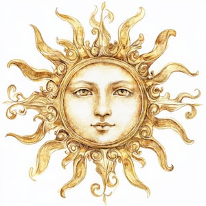 10 Baroque Gold Sun JPEG Clipart, Digital Paper, Watercolor Ephemera ...