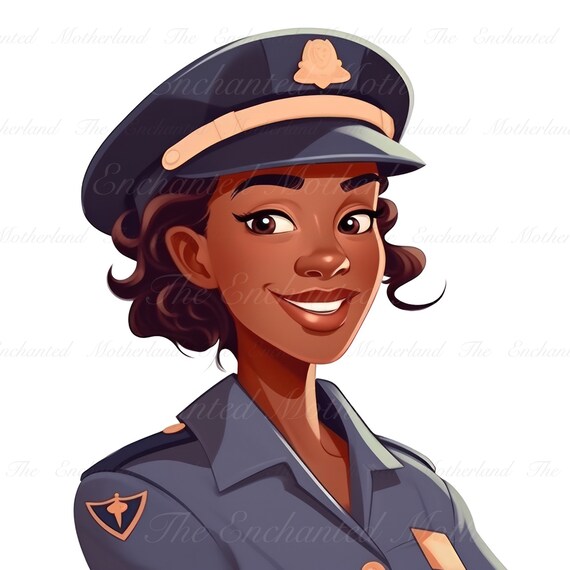 Black Female Police Officer Clipart