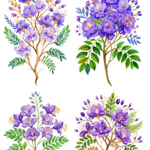 Jacaranda Watercolor SVG Set of 15 Floral Clipart - Wedding Flowers ...