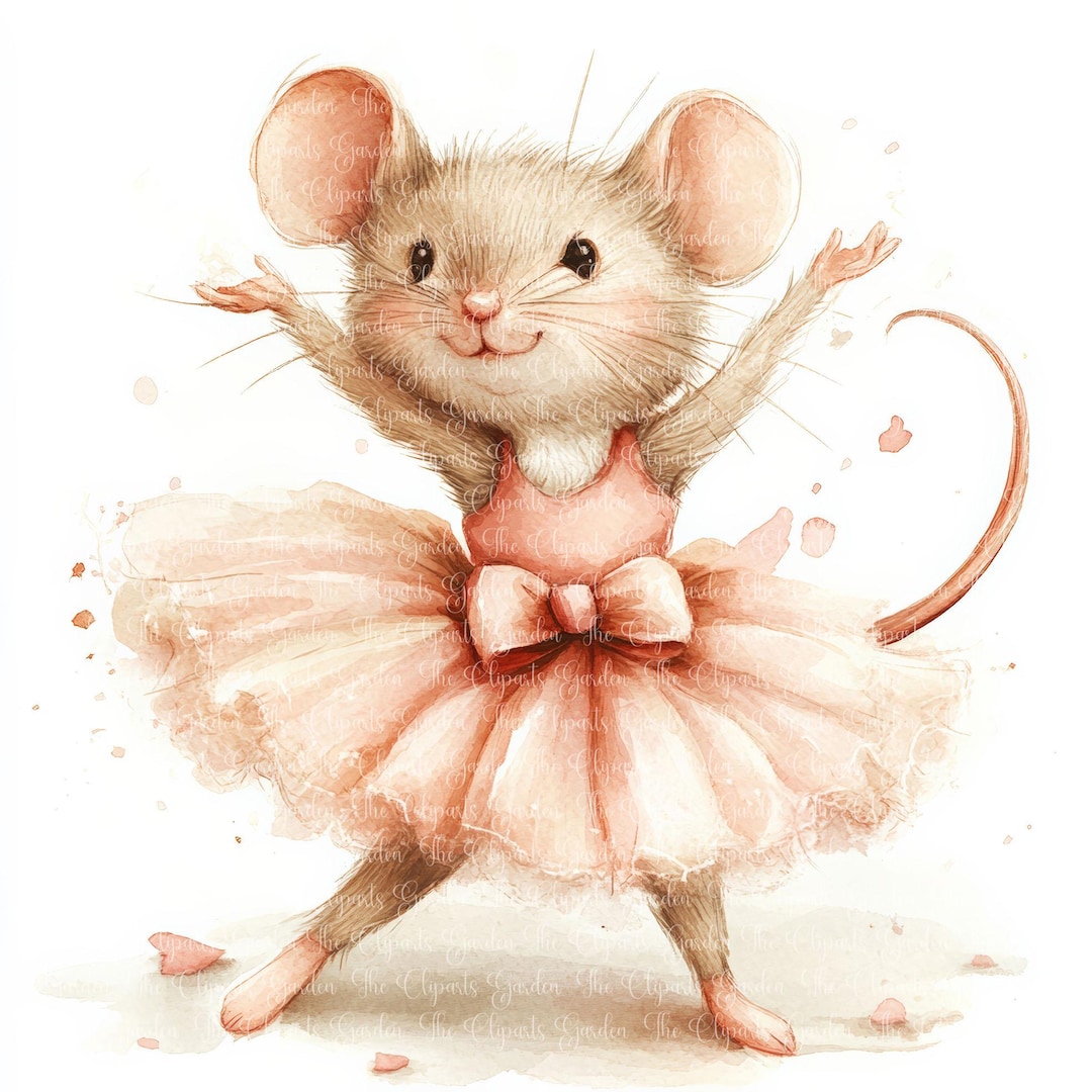10 Ballerina Mouse JPEG Clipart, Digital Paper, Watercolor Ephemera ...