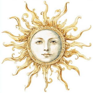 10 Baroque Gold Sun JPEG Clipart, Digital Paper, Watercolor Ephemera ...