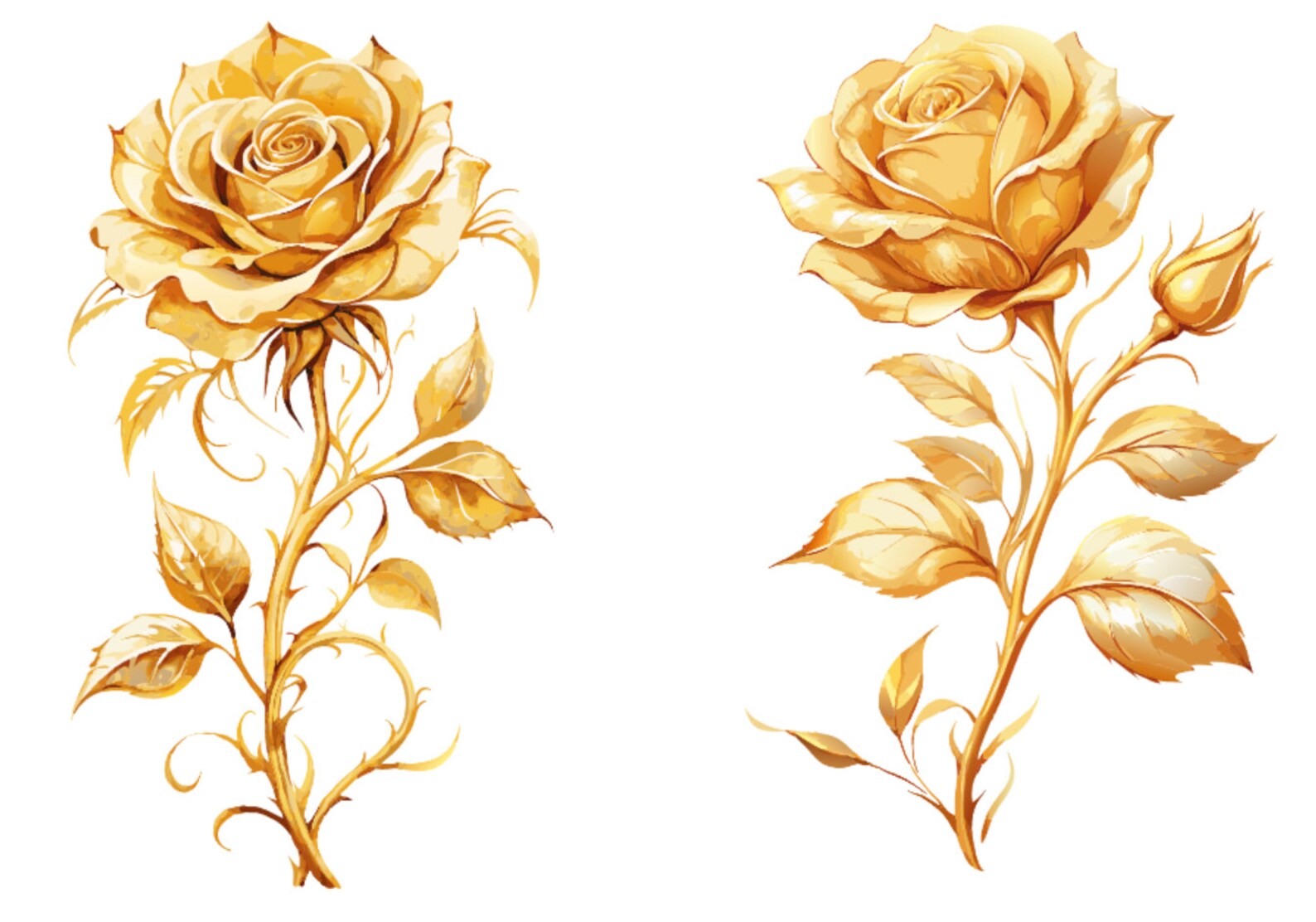 Gold Rose Flower Watercolor SVG 12 Floral Clipart - Wedding Lilac ...