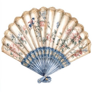10 Royal Victorian Fan JPEG Clipart, Digital Paper, Watercolor Ephemera ...