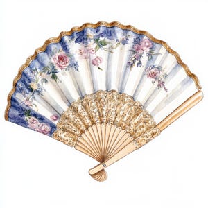 10 Royal Victorian Fan JPEG Clipart, Digital Paper, Watercolor Ephemera ...