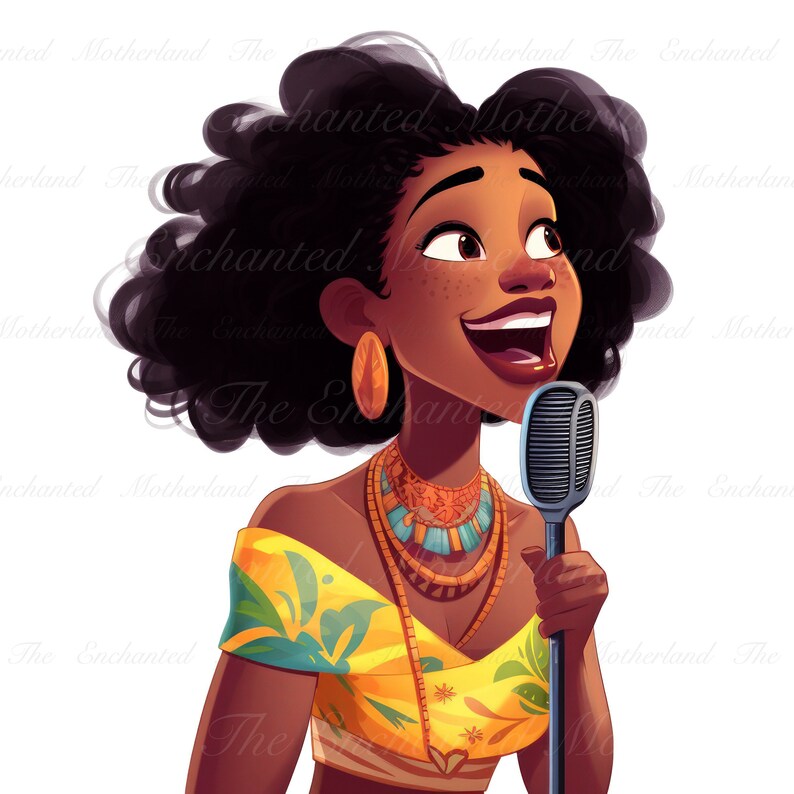 Black Woman Singer Clipart Afro Girl Super Star Clip Art With - Etsy