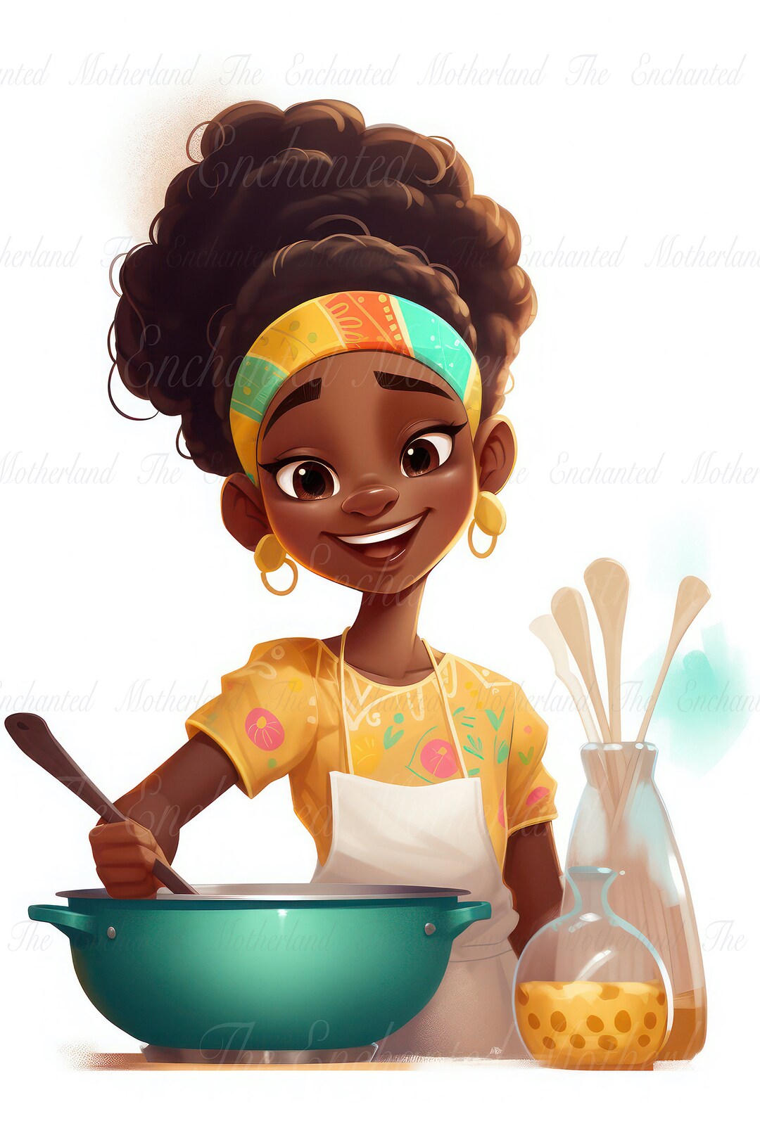 African Woman Cooking Clipart Afro Hair Melanin Woman - Etsy