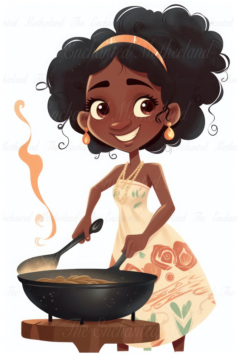 African Woman Cooking Clipart Afro Hair Melanin Chef Woman - Etsy
