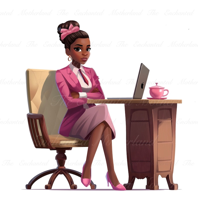 Executive African Melanin Woman Clipart Boss Sitting in Her - Etsy Canada