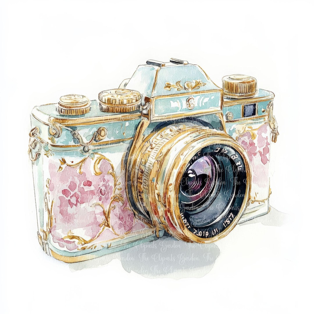 10 Baroque Camera Pastel JPEG Clipart, Digital Paper, Watercolor ...