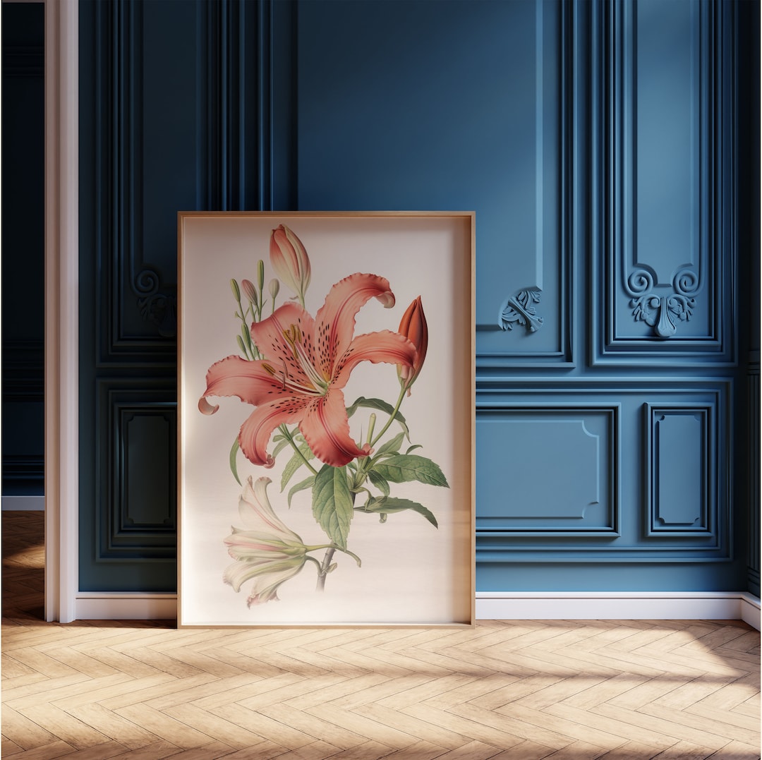 Detailed Lily Flower Botanical Printable Art, Lily Illustration Artwork ...