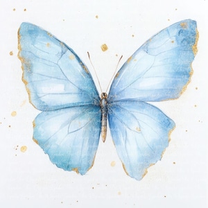 10 Blue and Gold Butterfly JPEG Clipart, Digital Paper, Watercolor ...