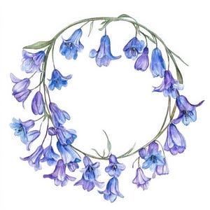 10 Blue Bluebells Flowers Wreath JPEG Clipart, Watercolor Wedding ...