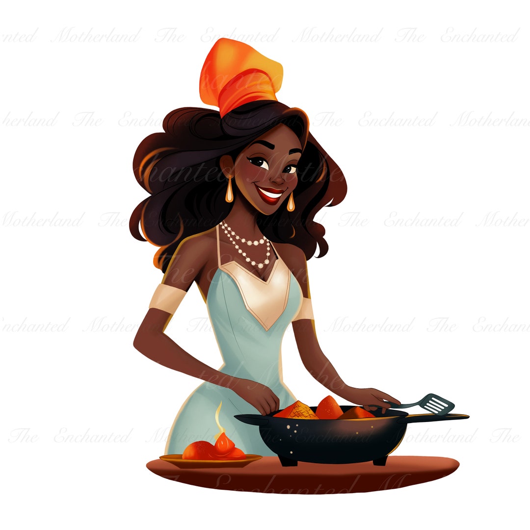African Woman Cooking Clipart Afro Hair Melanin Woman Preparing Food Black Black Girl Magic