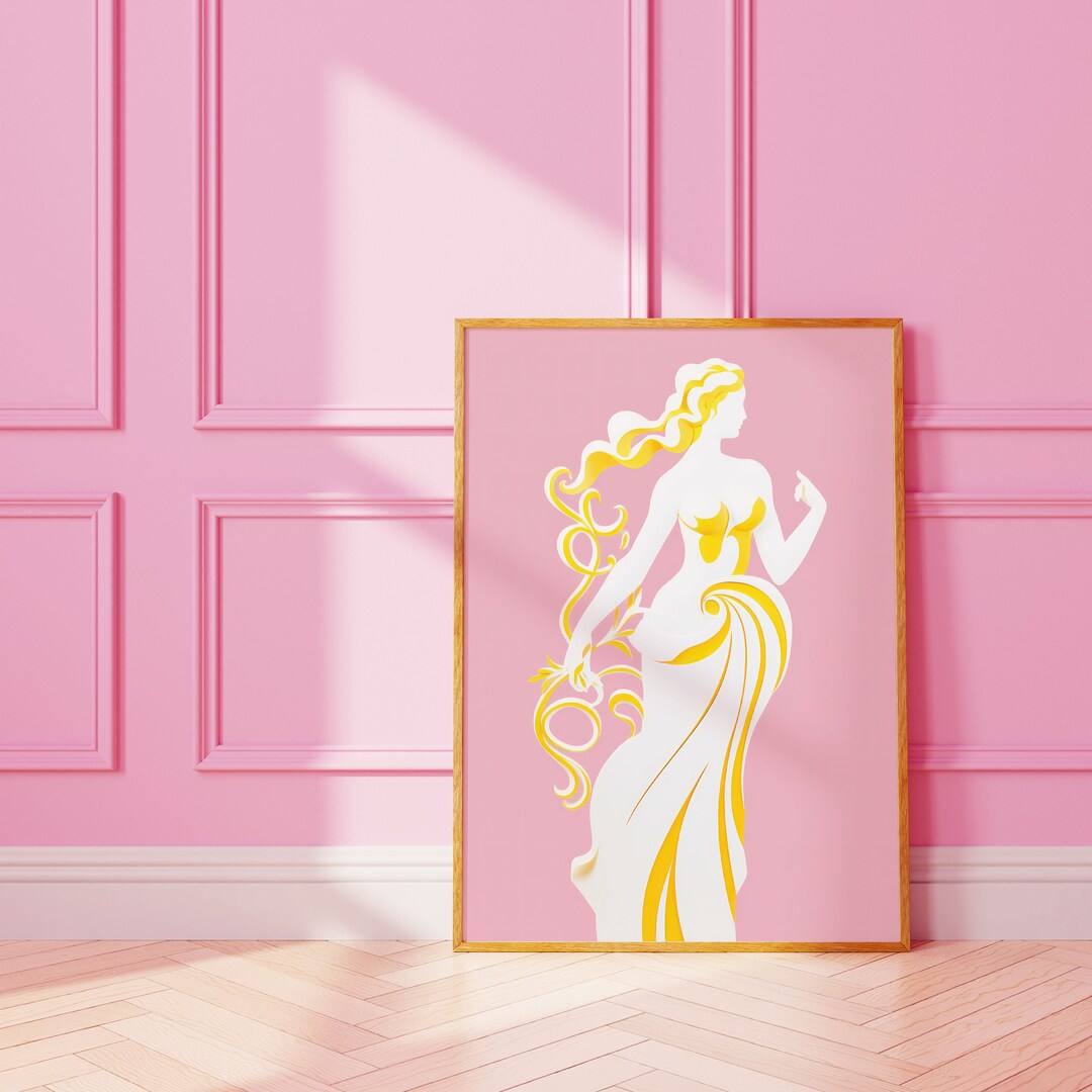 Classical Goddess Art Print, Venus Wall Decor,pastel Pink Woman Figure ...