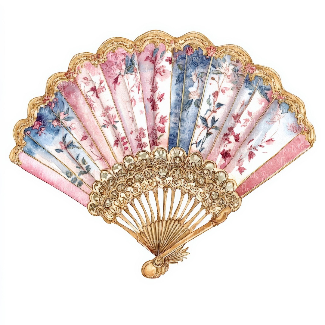 10 Royal Victorian Fan JPEG Clipart, Digital Paper, Watercolor Ephemera ...