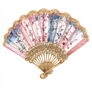 10 Royal Victorian Fan JPEG Clipart, Digital Paper, Watercolor Ephemera ...