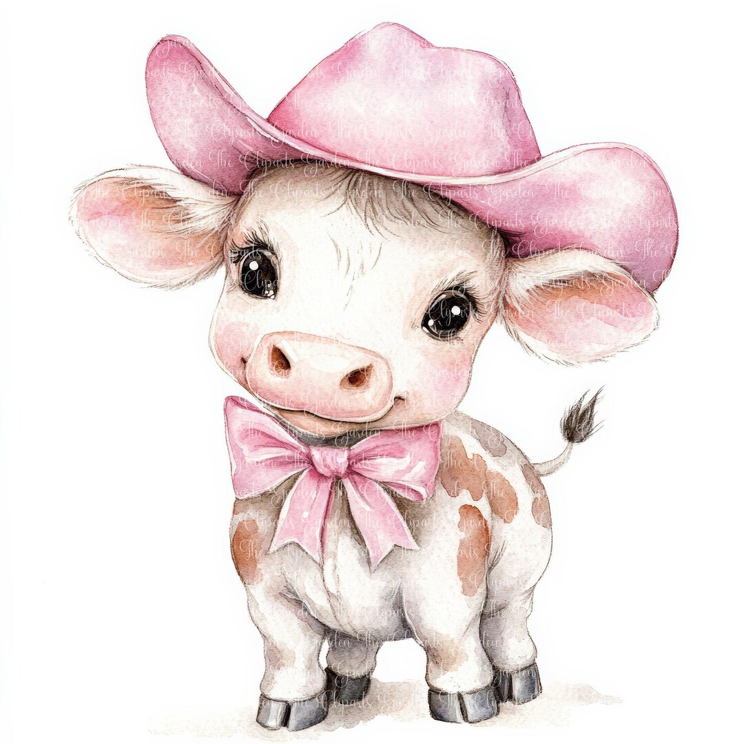 10 Cowboy Baby Cow JPEG Clipart, Digital Paper, Watercolor Ephemera ...