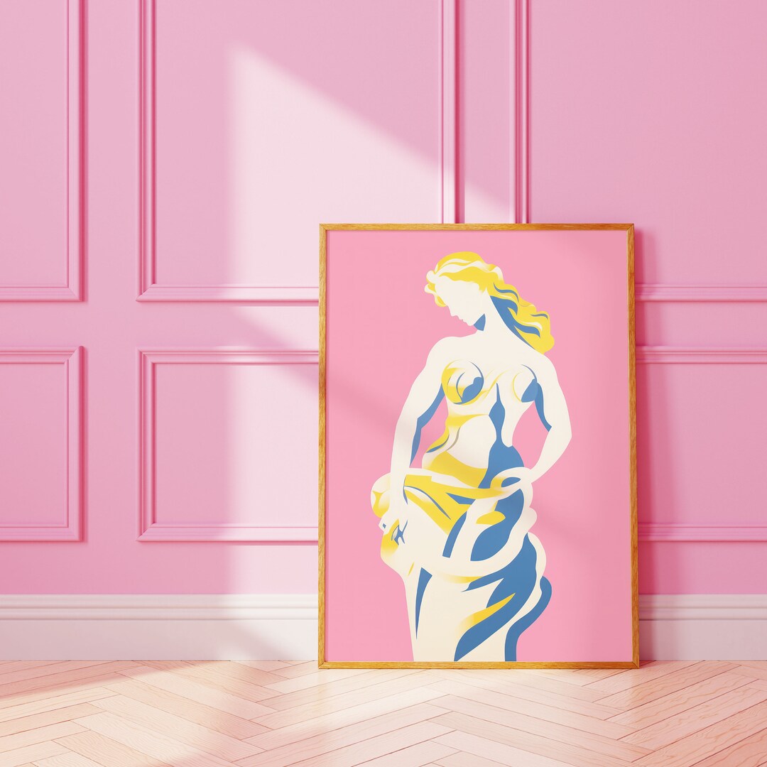 Classical Goddess Art Print, Venus Wall Decor,pastel Pink Woman Figure ...
