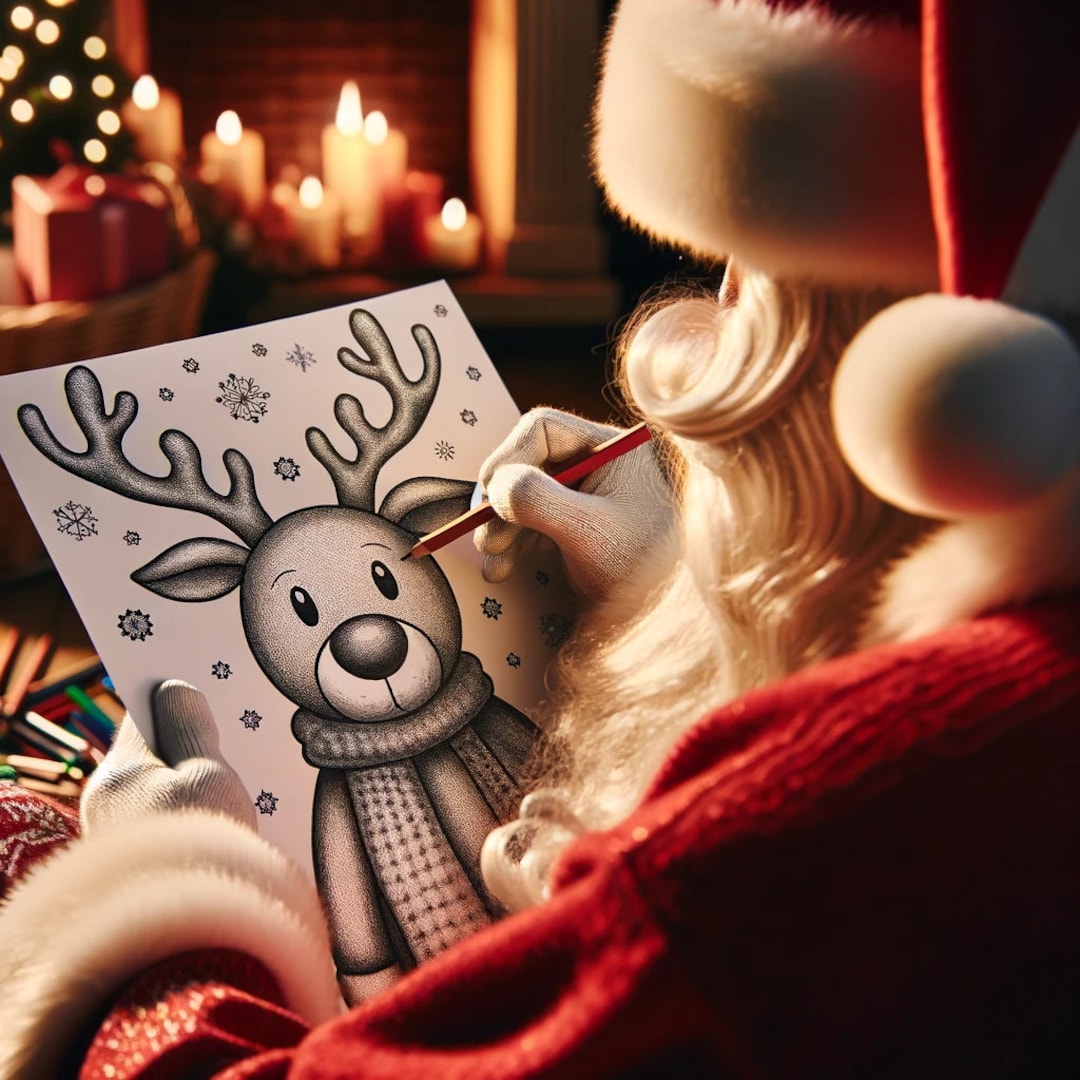 Printable Christmas Colouring Page - Snowman & Reindeer Scene - Etsy