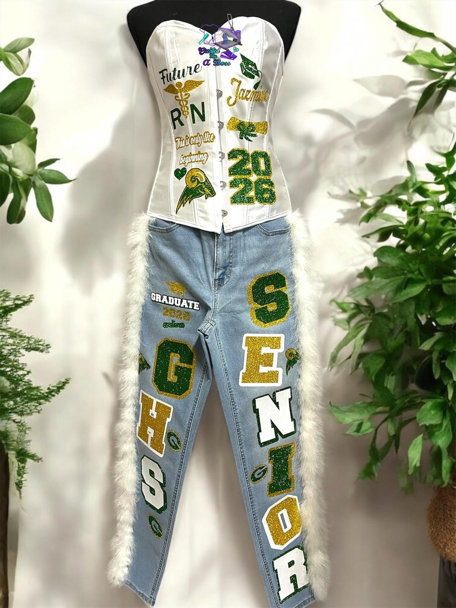 Custom Senior 2026 Corset & Jeans Set - Etsy