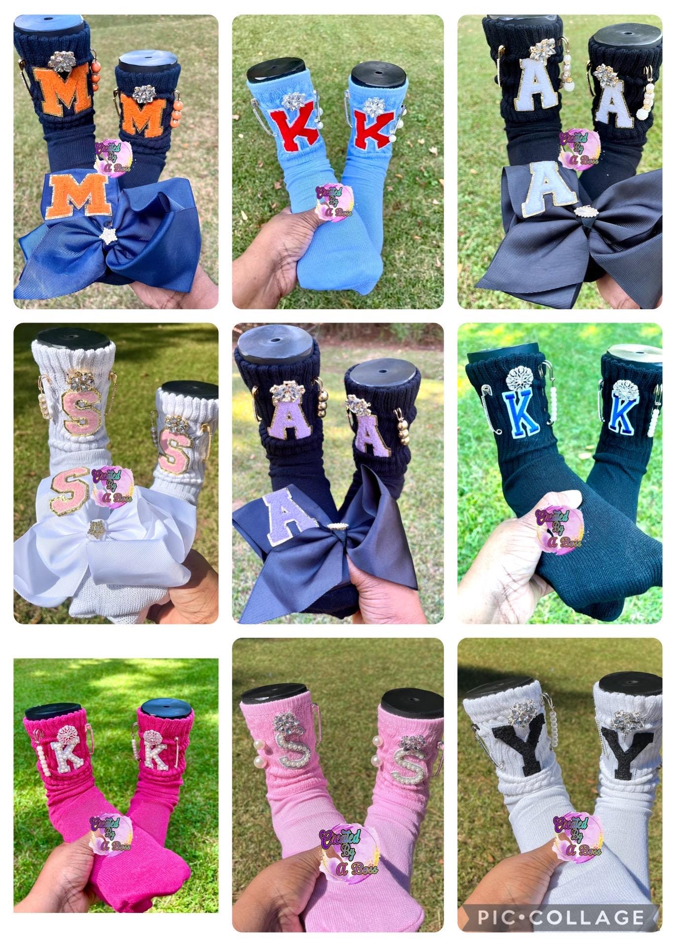 Personalized Initial Socks With Charms & Bow - Etsy
