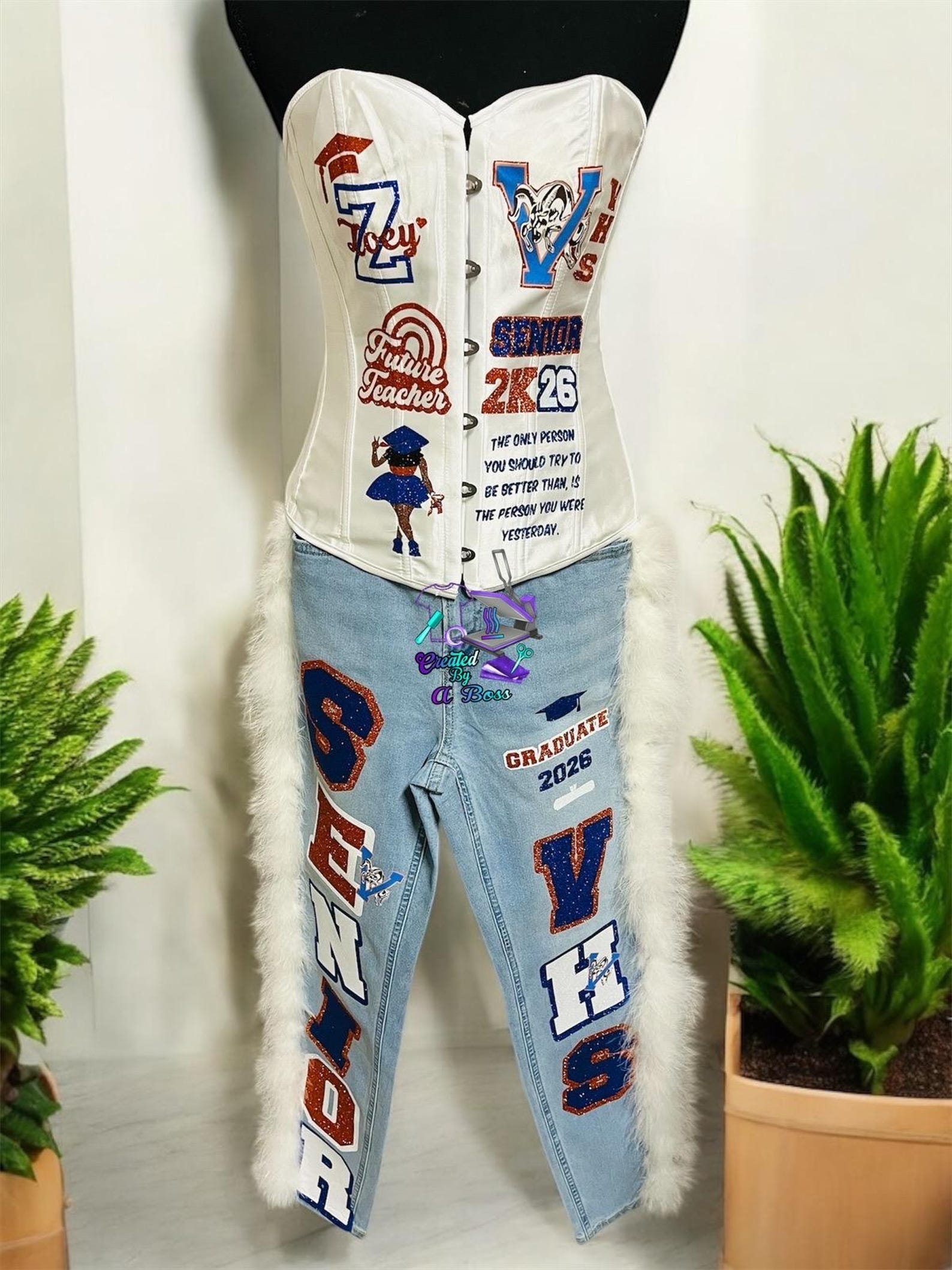Custom Senior 2026 Corset & Jeans Set - Etsy