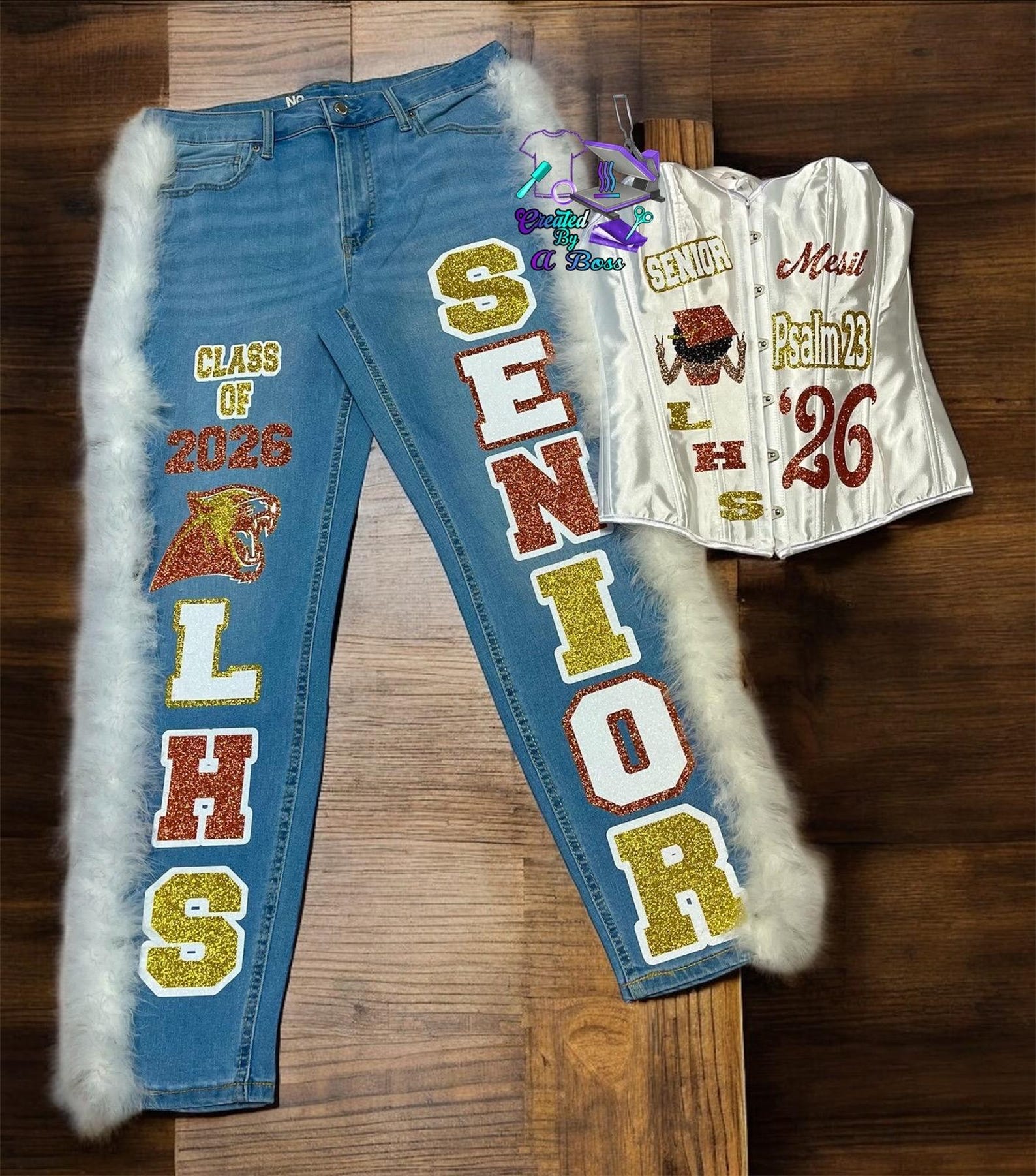 Custom Senior 2026 Corset & Jeans Set - Etsy