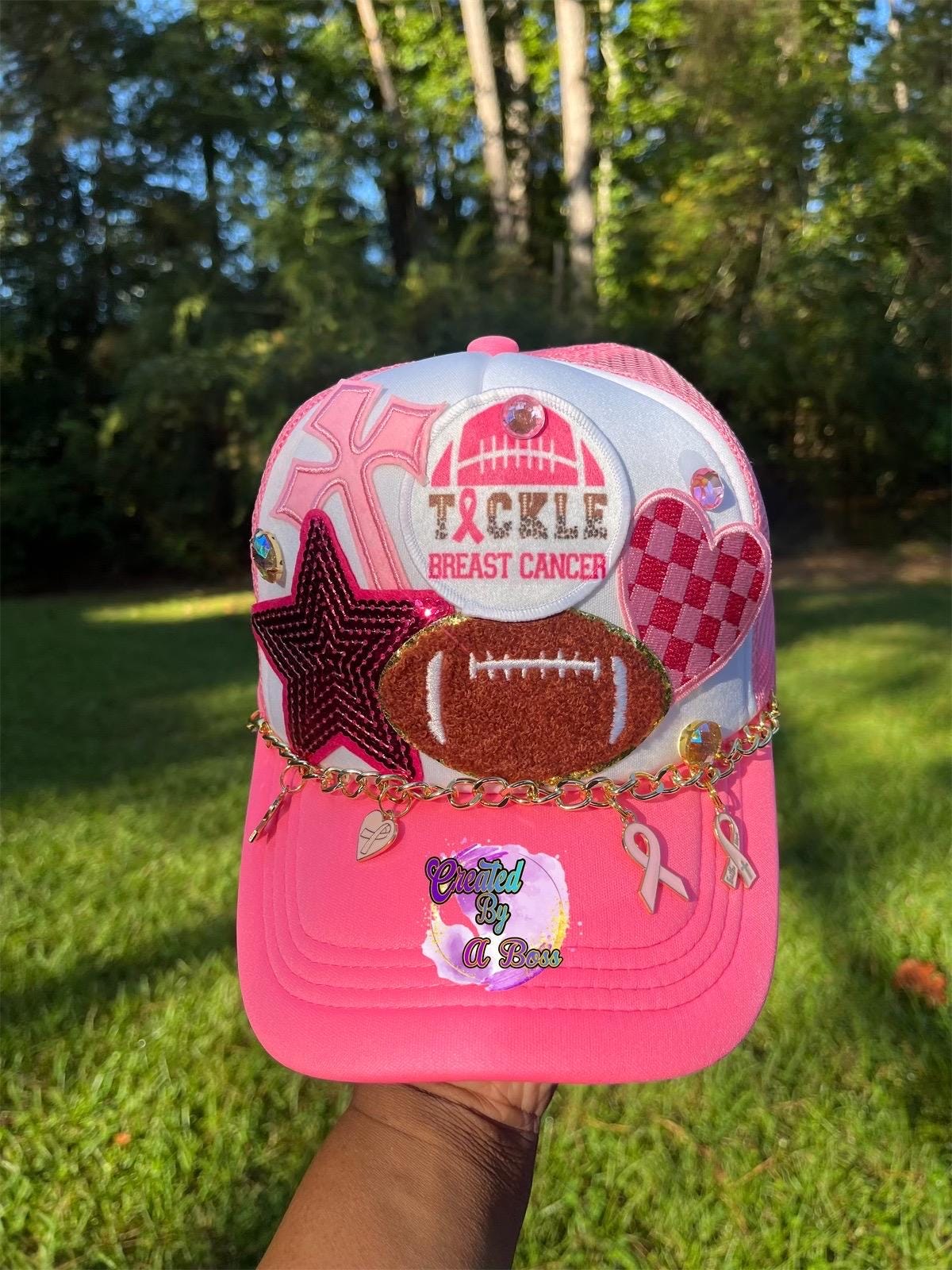 Breast Cancer Awareness Trucker Hat With Pink Charms - Etsy