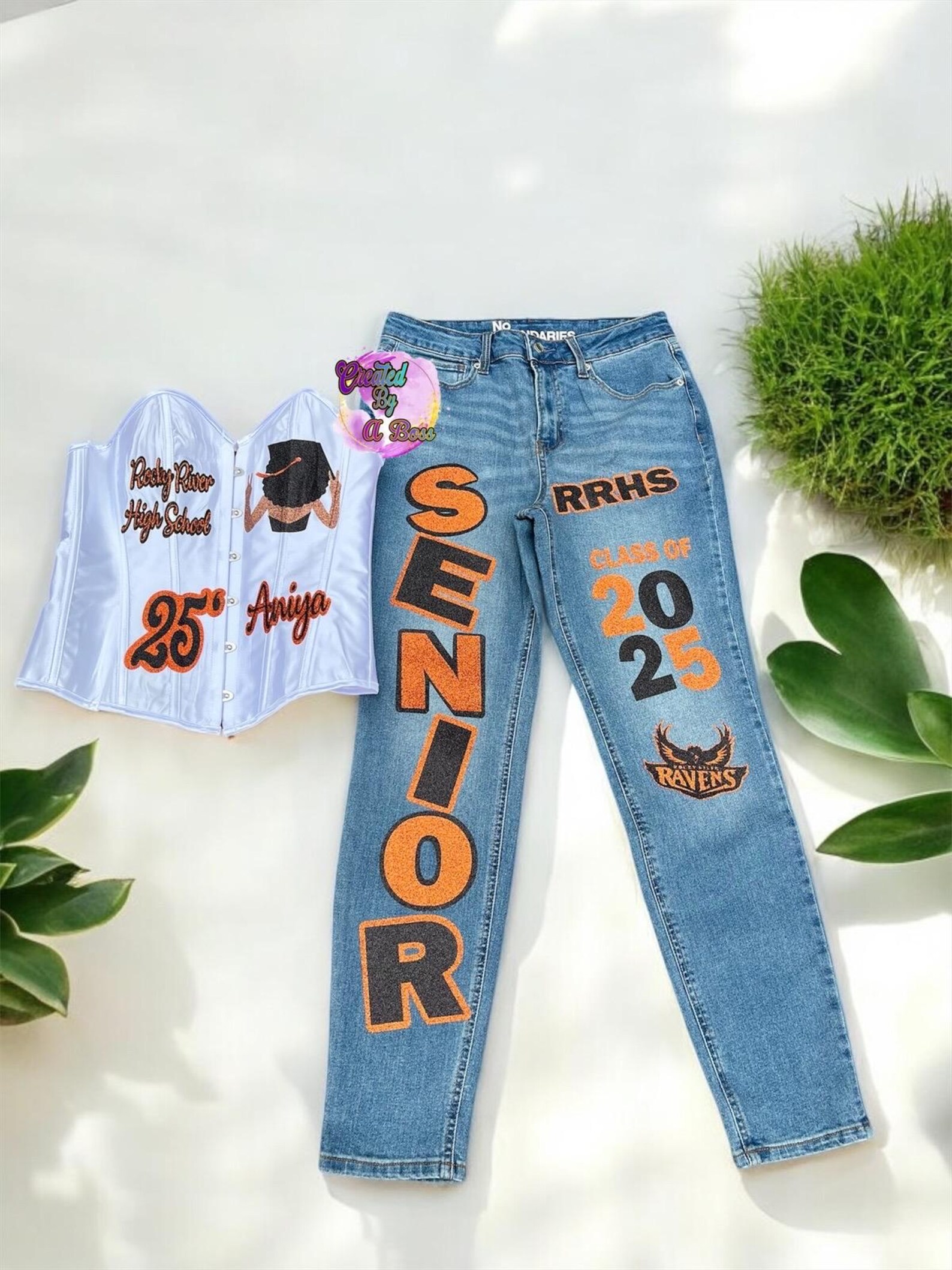 Custom Senior 2026 Corset & Jeans Set - Etsy