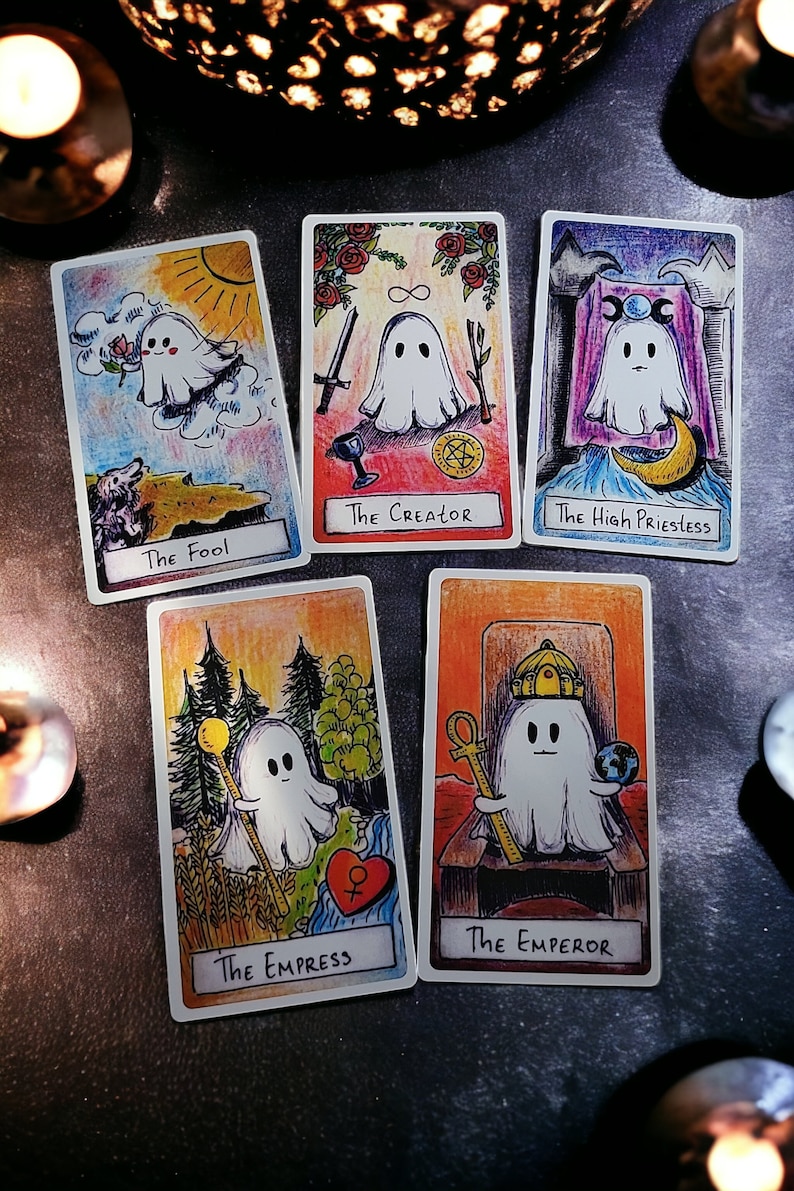 Ghost Tarot, Tarot Cards, Tarot Deck, Tarot for Beginner, Halloween Tarot, Ghost Socks, Standard ...