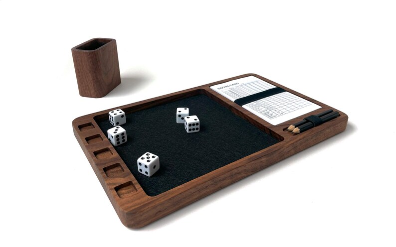 Walnut Dice Tray With Felt Bottom: Includes Dice & Score Pad - Etsy