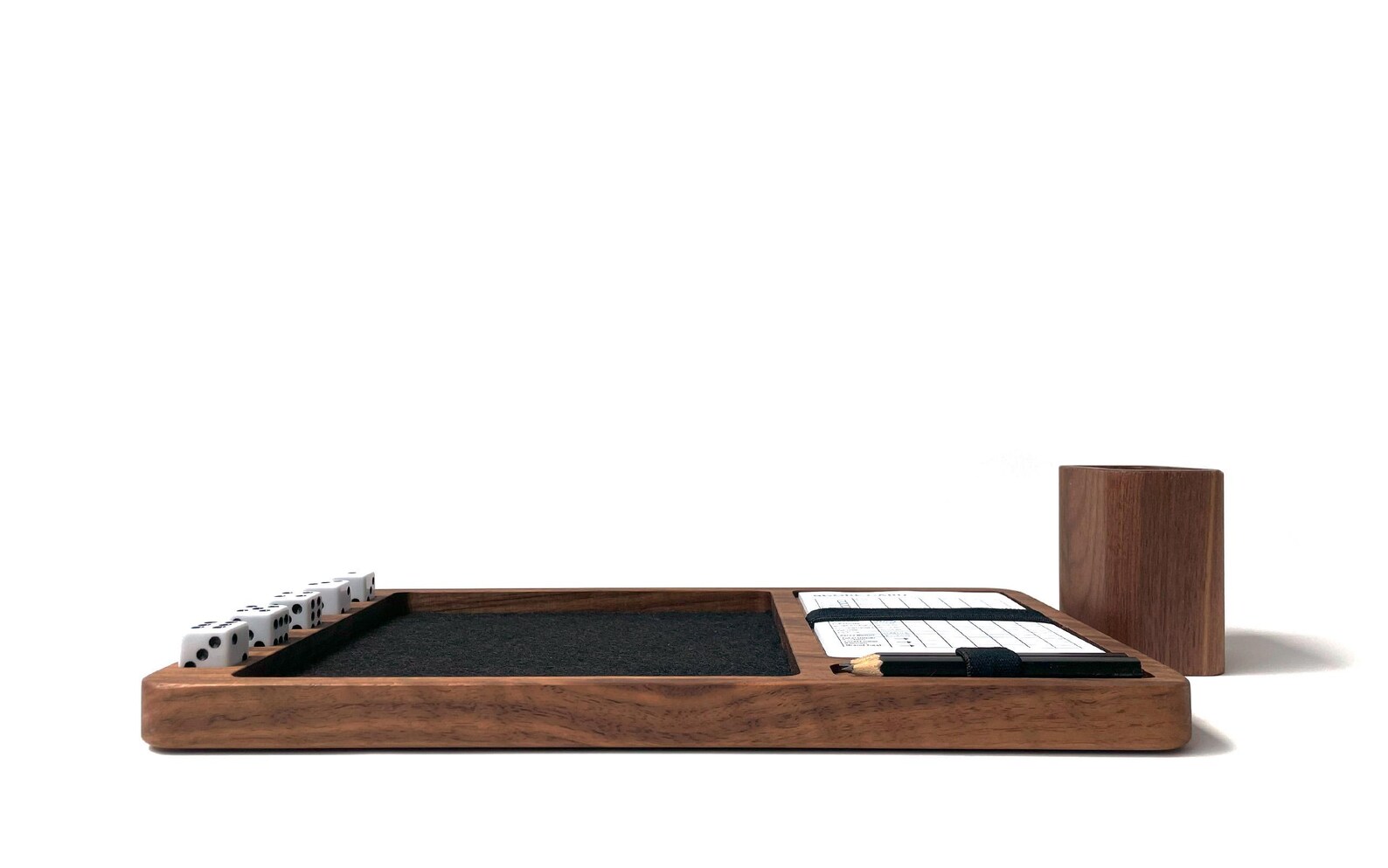 Walnut Dice Tray With Felt Bottom: Includes Dice & Score Pad - Etsy