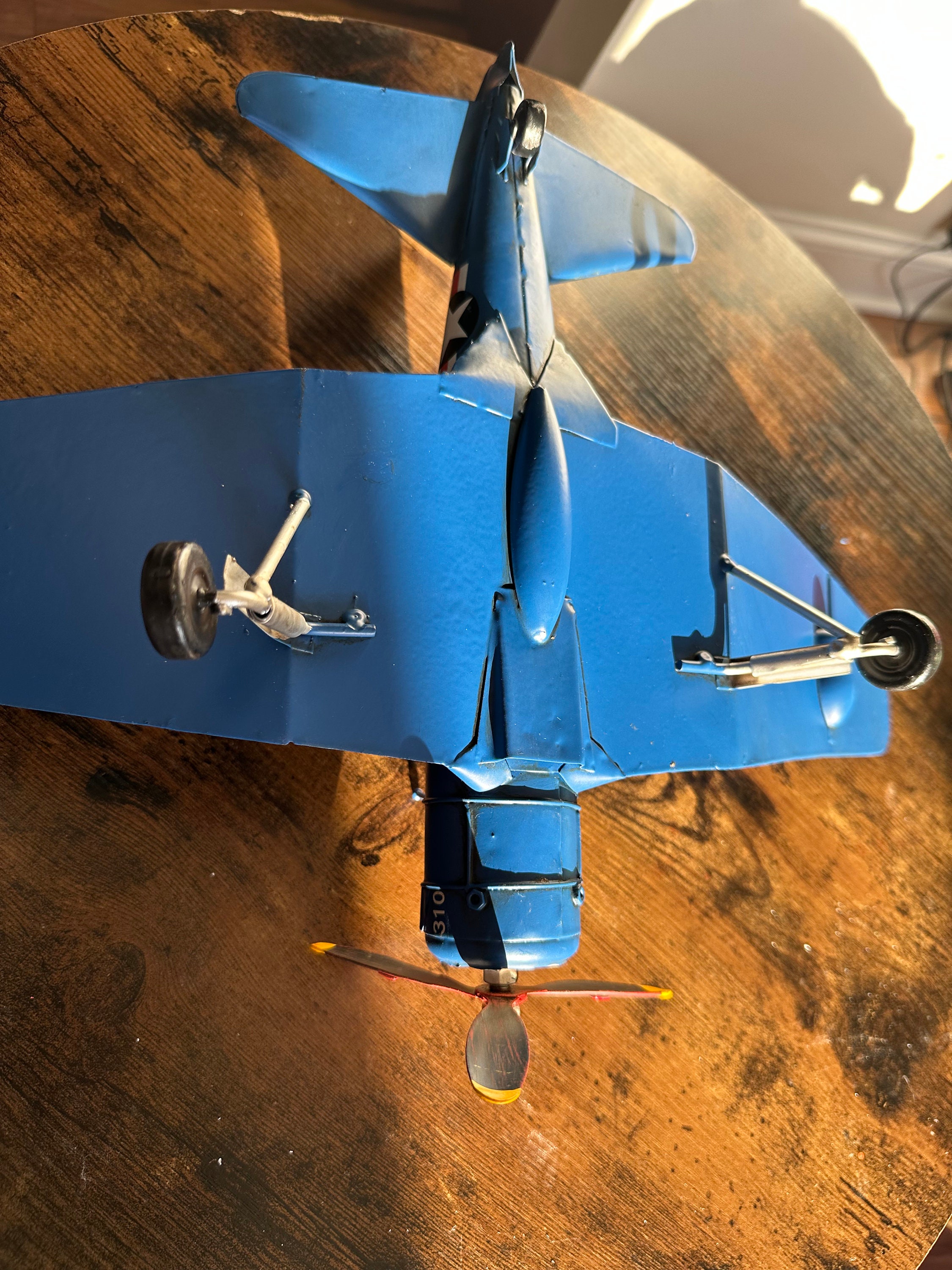 Handmade Blue Propeller Airplane Spiral Plane Vantage Propeller Plane ...