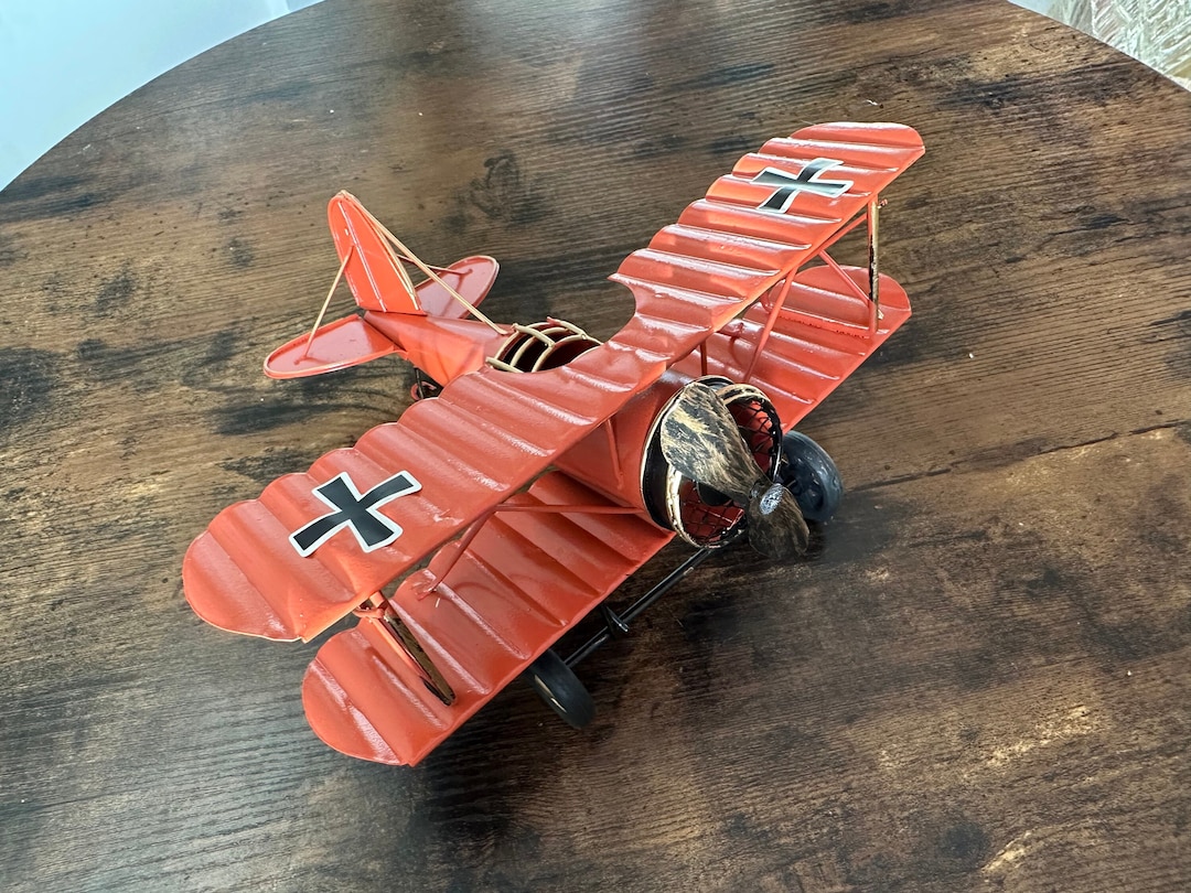 Handmade Orange Red Propeller Airplane Vantage Propeller Plane Model ...