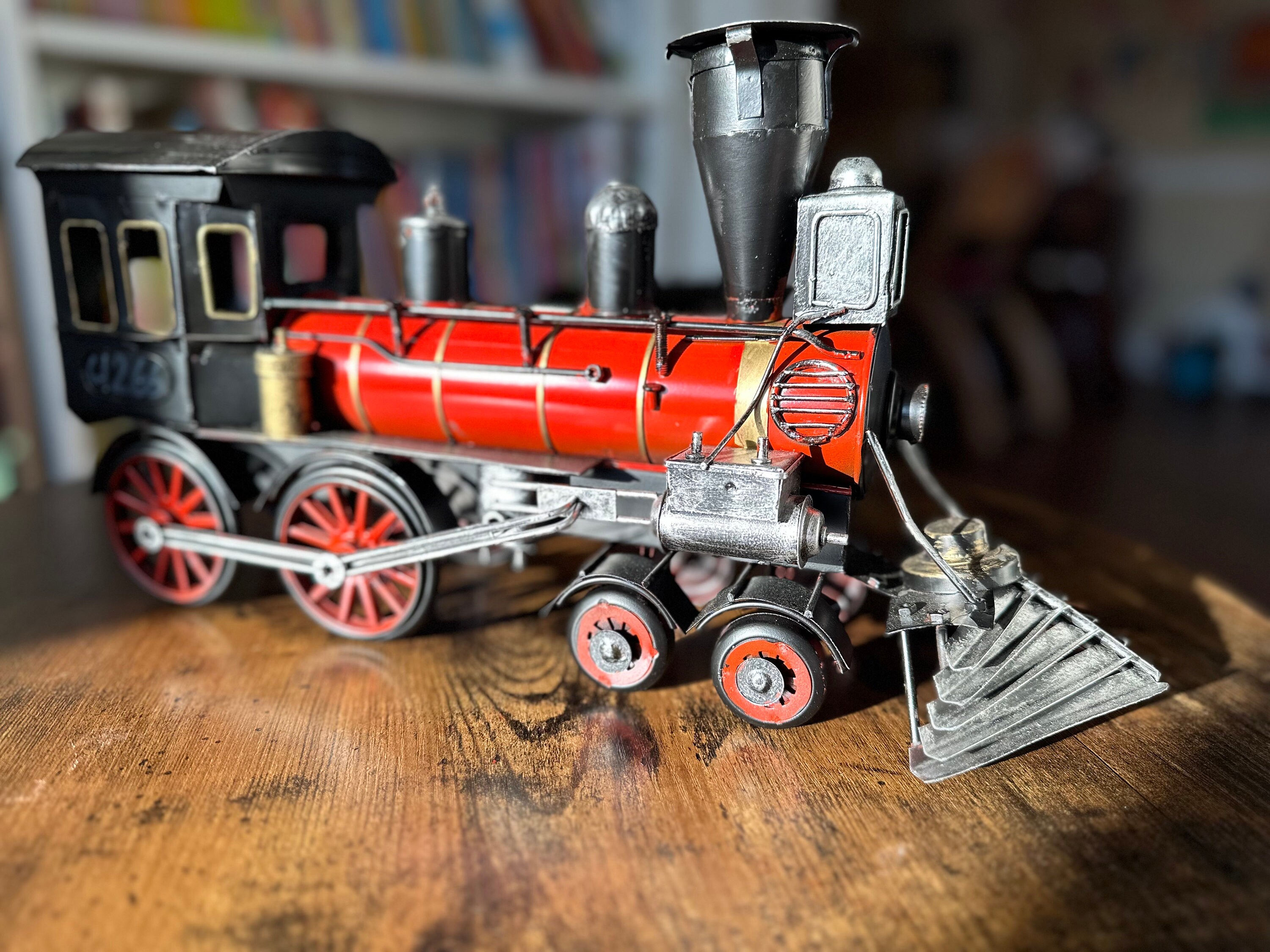 Handmade Giant Extra Large Metal Hand Welded Joints Red Train Model ...